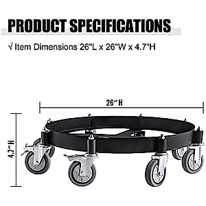 Migoda Heavy Duty Steel Drum Dolly, 55 Gallon Steel Frame with 8 Swivel Caster Wheels, 2000 Lbs Capacity, Anti-Tipping Design Fits for Workshops and Warehouses