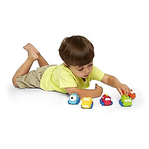 Kidoozie Mini Monster Trucks – Teaches Beneficial Roleplay and Employs Tactile Engagement – Includes Yellow, Orange, Blue, Green, and Red Trucks with Varying Facial Expressions – For Ages 18 Months and Up