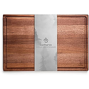 Befano Large Black Walnut Cutting Board for Kitchen, Reversible with Juice Groove, Charcuterie, Cheese Board, Serving Tray, Chopping Board for Meat, Bread(Gift Box Included)18x12 Inches