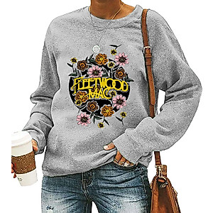 FCDIED Rock Band Sweatshirt for Women Vintage Graphic Rock Music Shirt Casual Long Sleeve Crewneck Pullover Tops (XXL, Gray)