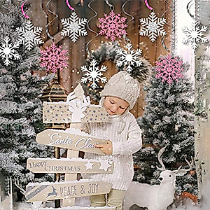 K KUMEED 20 Pcs Snowflake Swirls Decoration, Christmas Snowflake Hanging Swirls Frozen Party Ceiling Decorations for Winter Wonderland Birthday Party Supplies