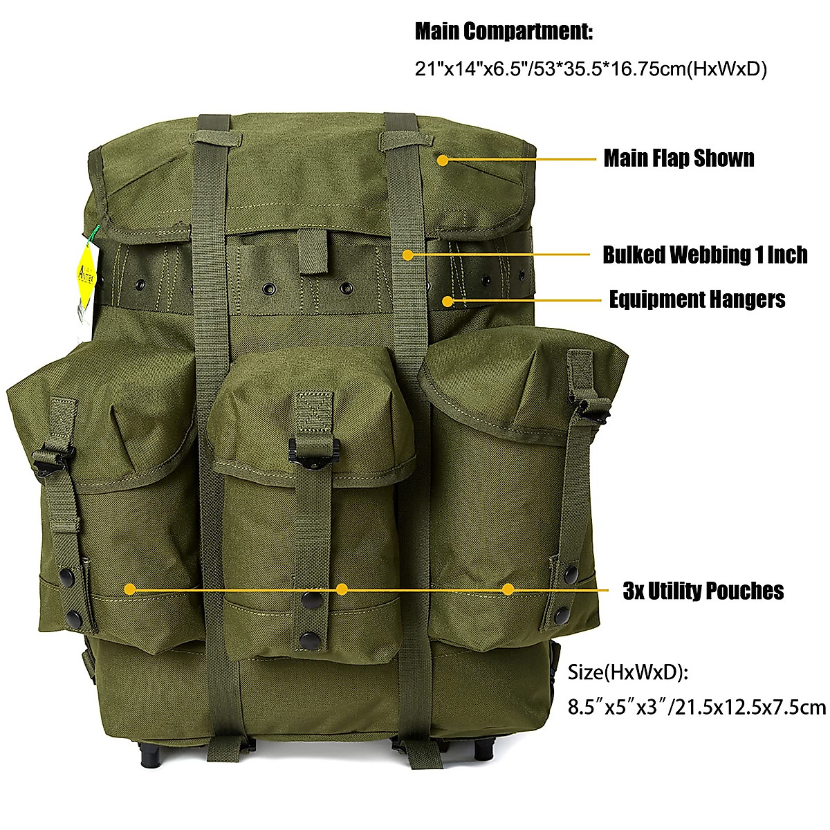 MT Military Alice Pack Army Survival Combat ALICE Rucksack Backpack Olive Drab