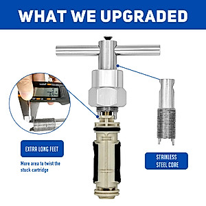 Welvzen Stainless Steel Core Cartridge Puller for 1222, 1225 & 1200, Shower Replacement Cartridge Removal Tool for 104421 with SUS304 Retainer Clip