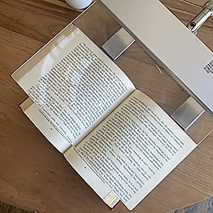 daylight24 202055-15 Table Top Full Page Magnifier Lamp, Silver Booklights