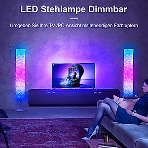 YIEONSHION Soft Light Floor Lamp, 60" Simple Design Morden Slim Warm Light 3000K LED Tyvek Fabric Shade Standing Lamp for Living Room Bedroom Game Room (L/60inch, RGB Remote)