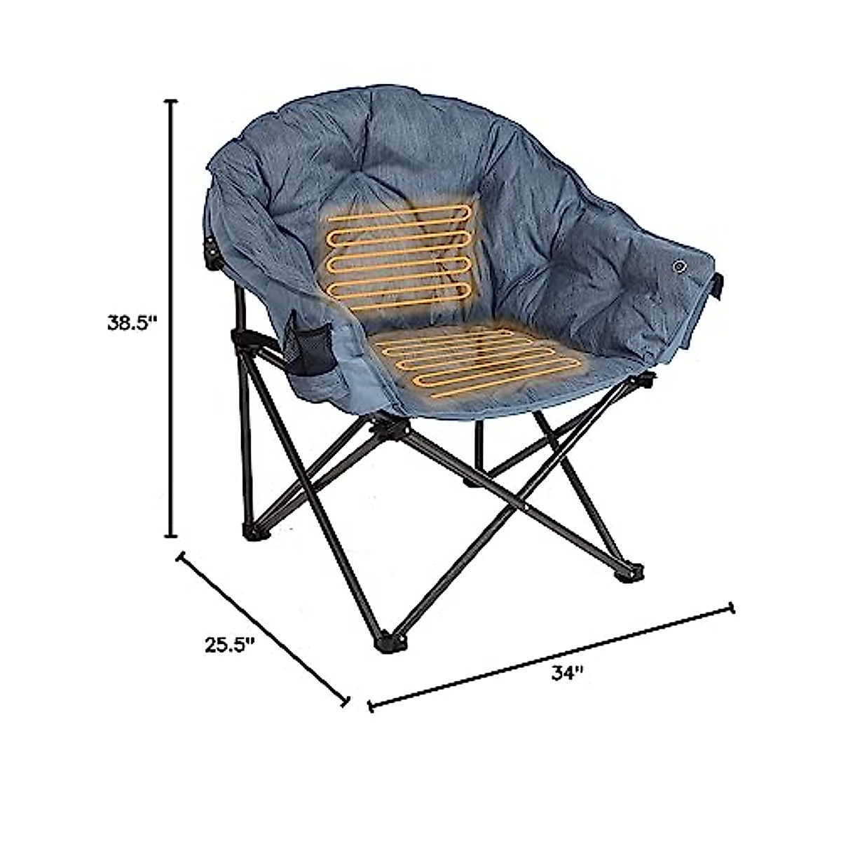 MacSports Heated Cushion Folding Lounge Patio Club Camping, Picnic, Outdoor Activities | Battery NOT Included Chair, Teal