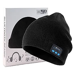 ZRUHIG Bluetooth Beanie,Stereo Knit Music Hat with Bluetooth V5.0 Wireless Hats Headphone Upgraded Unisex Knit Bluetooth Beanie Suitable for Outdoor Sports,Gift White