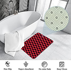 Area Rug with Non Slip Backing Rugs for Living Room, Bedroom, Bathroom, Kitchen, Home Decor, Floor Decoration Carpet Mat, Checkerboard Red Black Modern
