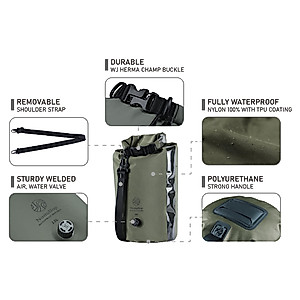 Noitullop Washbag Portable Washing Machine - 15L Fully Waterproof Dry Bag - Lightweight Compact Nylon Washing Machine - Portable Manual Clothes Washer Laundry Bag (Olive)