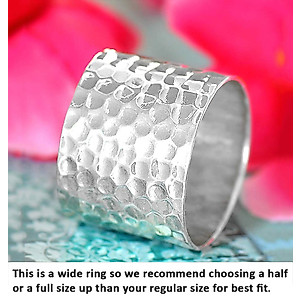 Boho-Magic 925 Sterling Silver Band Ring for Women | Cool Plain Simple Cuff Ring | Hammered Wide Statement Jewelry | Size 6-9 | Gift Box Bonus (8)