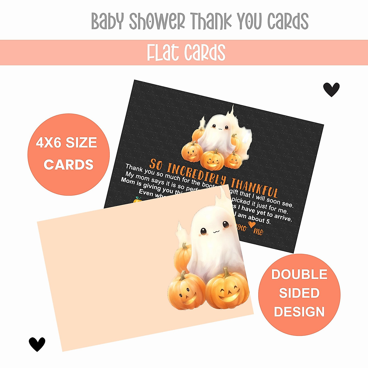 Paper Clever Party Little Boo Baby Shower Thank You Cards with Envelopes Gender Neutral Prewritten Note with Personalized Message, 4x6, 25 Pack