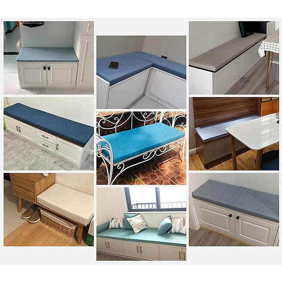 Bench Cushions,High Density Foam Cushion Seat Pad Outdoor Patio Furniture Bench Cushion with Zipper Long 2in Thick Washable Swing Chair Seat Pad Non-Slip,40x16in,Brown-9