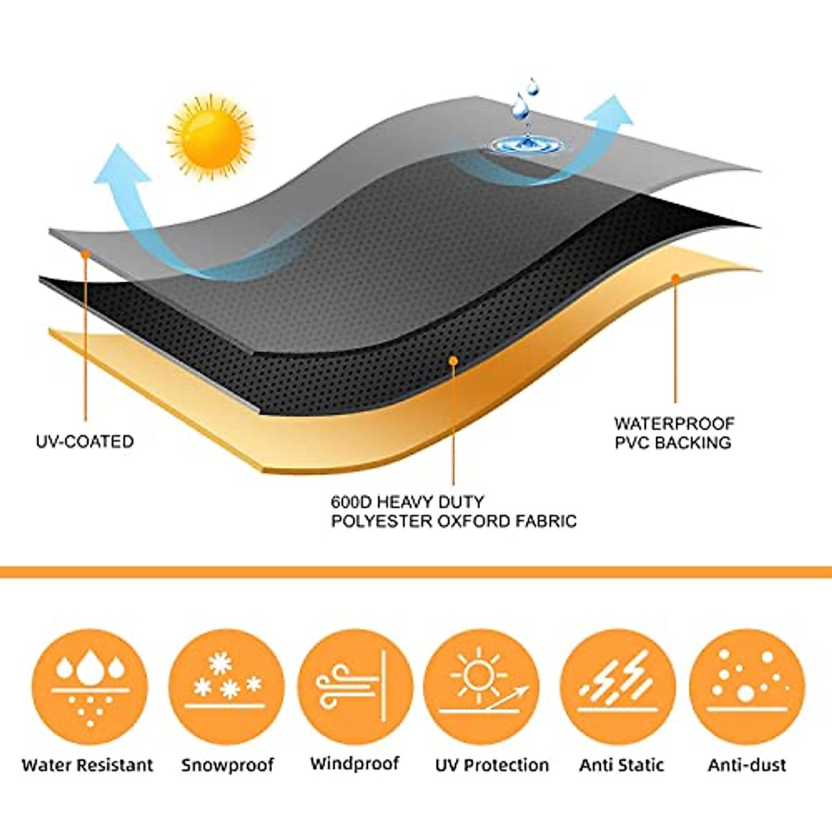 MAVINCHER Stackable Patio Chair Covers, High Back Outdoor Chair Covers, 600D Heavy Duty Waterproof Lawn Outside Barstool Furniture Covers,Fits for 4-6 Stackable Dining Chairs,27"W x 27"D x 49"H,2 Pack