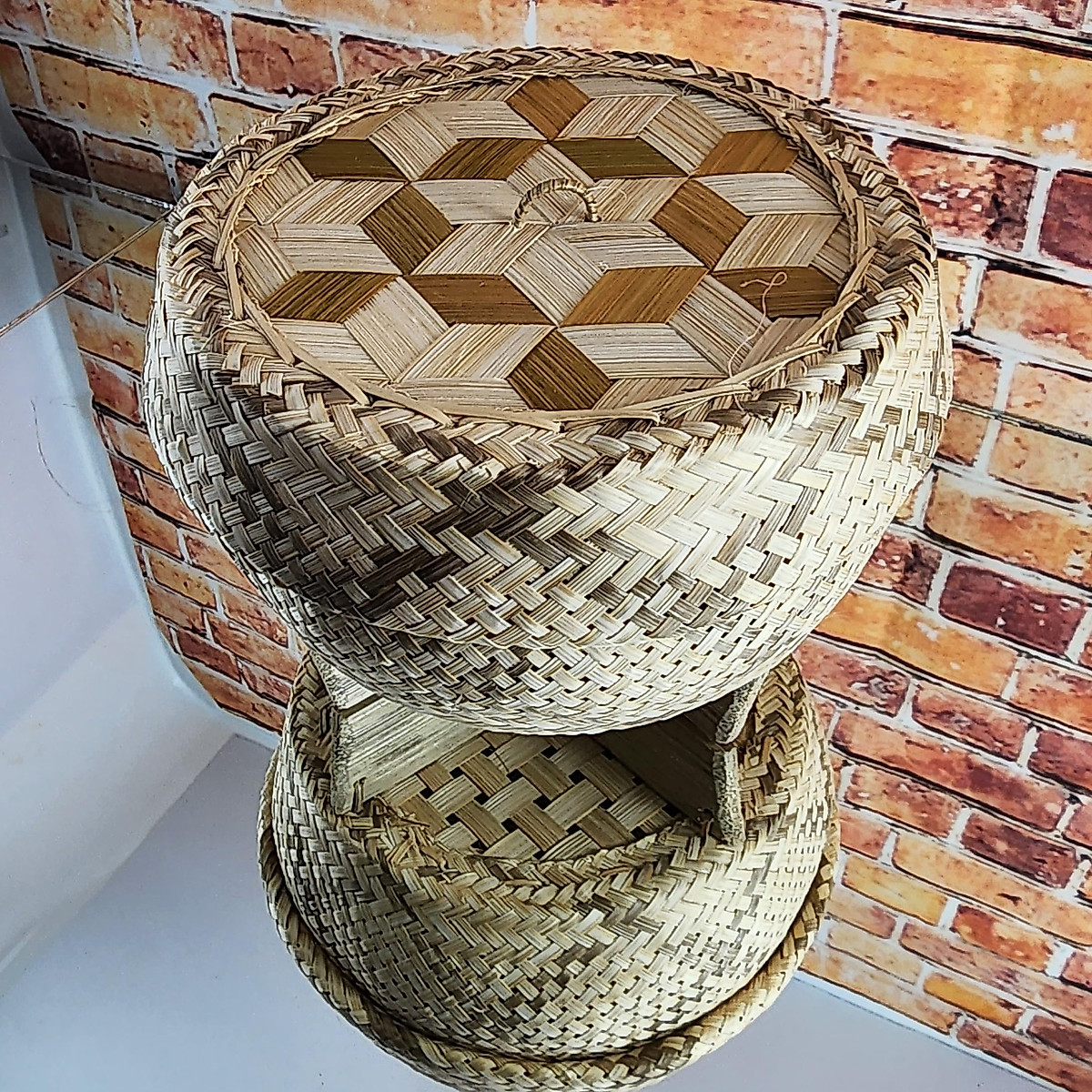 Heavens Tvcz Professional Basket Bamboo Wickerwork Thai Traditional Rice Sticky Steamer Eco-Friendly with Lid Sticky Rice Cooker Steamer Home Electric Cooker Safe