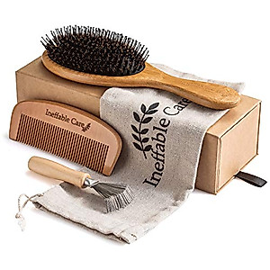 Boar Bristle Hair Brush set – Curved and Vented for Wet and Dry Detangling Hair Brush for Women Long, Thick, Thin, Curly & Tangled Hair Vent Brush - Stocking Stuffers Gift kit