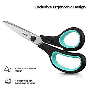 Scissors All Purpose, iBayam 8" Heavy Duty Scissors Bulk 3-Pack, 2.5mm Thickness Ultra Sharp Blade Shears with Comfort-Grip Handles for Office Home School Sewing Fabric Craft Supplies, Right/Left Hand