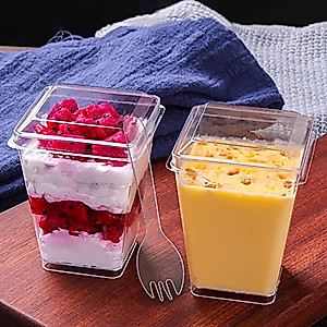 Tisovixo Clear Dessert Cups with Lids and Spoons, 100 Pack 5.4oz Mini Dessert Cups,Parfait Appetizer Cup, Reusable Mini Tumbler Serving Cups for Party Desserts Halloween Thanksgiving Christmas