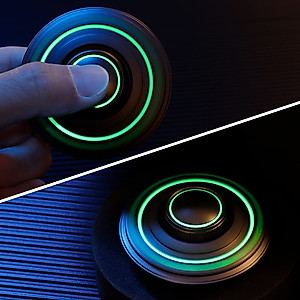 Cool Spaceship Fidget Spinners Metal, UFO Model Finger Hand Spinner, Stress Desk Fidget Toys Gift for Kids & Adults, Luminous Night Effects, Exclusive Desk Spinning Top Prizes