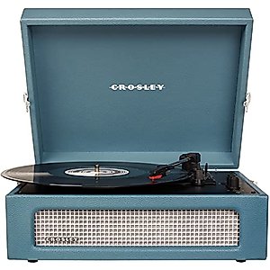 Crosley CR8017B-WB Voyager Vintage Portable Vinyl Record Player Turntable with Bluetooth in/Out and Built-in Speakers, Washed Blue