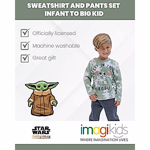 STAR WARS The Mandalorian The Child Little Boys Fleece Sweatshirt and Pants Set Tie Dye Green/Grey 7-8