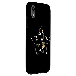 iPhone XR Retro Artistic Star Shaped Wild flowers & Yellow Butterflies Case