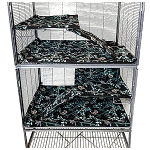 7-piece Cage Liner Set Midwest Double Critter/Ferret Nation “Winter Pinecones Black" for Rats, Sugar Gliders, Ferrets, Chinchillas