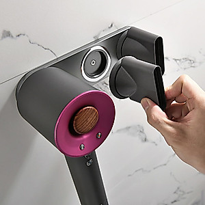 KAIYING Wall Mount Hair Dryer Holder,Magnet Bracket Stand Holder Storage Rack Organizer for Dyson Hair Blow Dryer, Power Plug, Diffuser and Nozzle,Aluminum (Small_Grey)