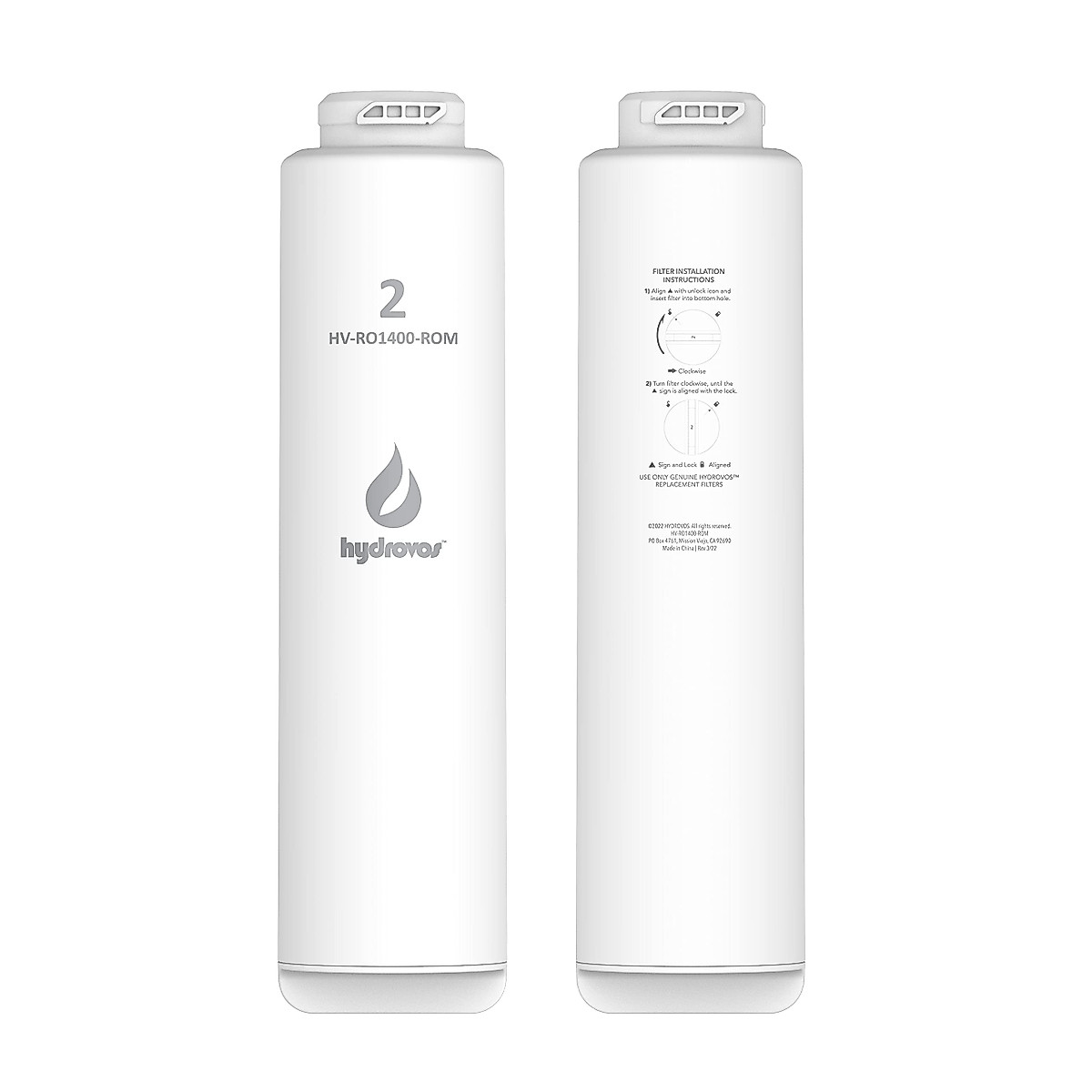 HYDROVOS HV-RO1400-ROM Filter, Replacement Cartridge #2 Fits Only HV-RO1400-OD Tankless Reverse Osmosis System, 2 Years Filter Life, Easy DIY Filter Changes, Reduces Over 95% Dissolved Contaminants