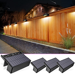 VOLISUN Solar Deck Lights ,7 Colors&Warm White Outdoor 4-Pack Waterproof Led Color Glow Solar Lights for Step,Fence,Railing,Wall,Stairs (1800mah,Long Lighting Time)