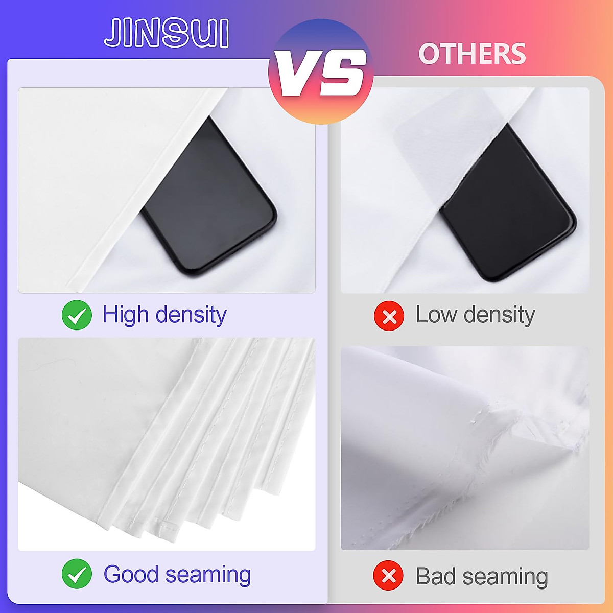 White Backdrop for Photoshoot, White Photo Backdrop Curtain, 10x10ft White Background for Photography, Double-Sided Polyester White Screen Backdrops for Party Picture Portrait Video Recording