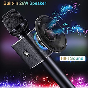 BONAOK Karaoke Microphone, Portable Wireless Bluetooth Karaoke Mic for Adults&Kids Car Home Outdoor Party, Karaoke Machine for PC/All Smartphone G50 Black