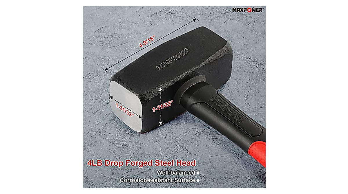 MAXPOWER Mini Sledge Hammer | 4lb Club Hammer for Demolition