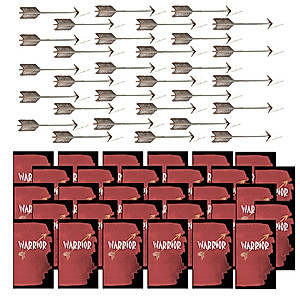 Smiling Wisdom - Bulk 30 Warrior Gift Sets - Employees Staff Mini Warrior Appreciation Cards, Bags and Arrow Keepsake Gifts (90 Pcs) - Silver Arrow