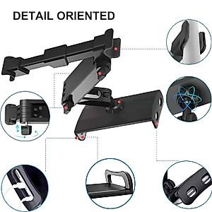 Timewall Car Headrest Tablet Mount, Backseat Seat Universal Tablet Cell Phone Holder 360° Swivel Rotating Angle Adjustable Stretchable for iPad iPhone, Samsung, Switch, 5-11" Tablet Phone Black