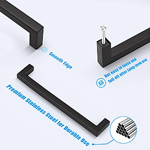 KNOBWELL 30 Pack 7-9/16" Black Cabinet Pulls, Modern Dresser Drawer Handles Matte Black, 8" Overall Length Kitchen Cupboard Handles