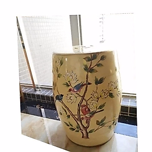 JCAKES Rustic Ceramic Chinese Stool, Pink, Ceramic Painted Craft, Handmade, Suitable for Garden, Bedroom, Terrace, Backyard Decoration.