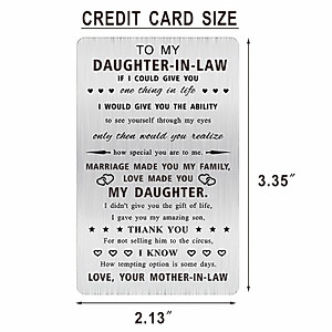 Alotozo Daughter in Law Gifts - Engraved Wallet Card to My Daughter in Law - Christmas Birthday Card for Daughter-in-Law