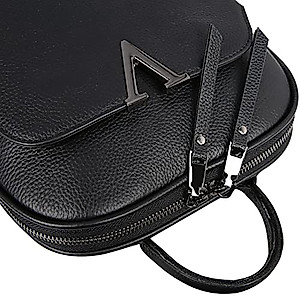 Iswee Vintage Leather Backpack Purse for Women Shoulder Bag Bookbag Purse Anti Theft Casual Daypack Backpacks Travel Bags Crossbody Backpack (Black Top Grain Leather)