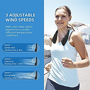 ailyfu Portable Neck Fan, Personal Fan Bladeless Fan, 3 Speeds Adjustment, Lower Noise, Rechargeable, USB Powered Neck Fan for Outdoor Indoor Use (Black)