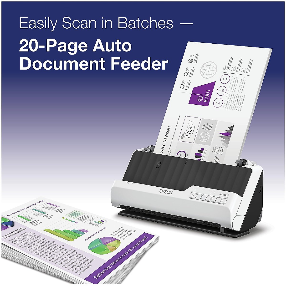 Epson DS-C330 Duplex Compact Desktop Document Scanner with Auto Document Feeder (ADF)