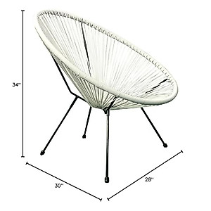Overstock HighlanderHome Water-Resistant Retro-Modern Outdoor Acapulco Chair White
