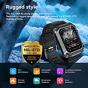 Tank Rival Smartwatch for Men Bluetooth Call(Answer/Dial Call) Military IP69K Waterproof Tactical Smart Watch, 1.83” Big Screen Outdoor Sports Blood Pressure Health Monitor Watch for Android iPhone