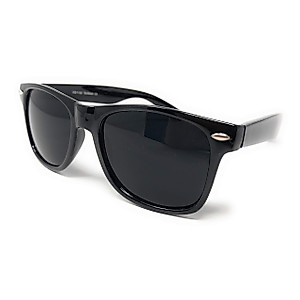 My Shades - Retro 80's Classic Rectangle Sunglasses (Black, Super Dark)
