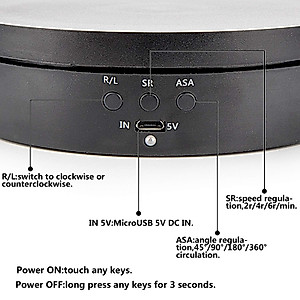 Leadleds 360 Degree Turntable Display Stand, 3 Speeds Electric Rotating Display Stand for Photography Video Shooting Props Jewelry (Black)