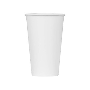 Karat 16oz Premium White Paper Hot Coffee Cups Diameter 3.54" - Disposable, Leak-Resistant Double Poly-Lined, Ideal for Restaurants - Pack of 1000