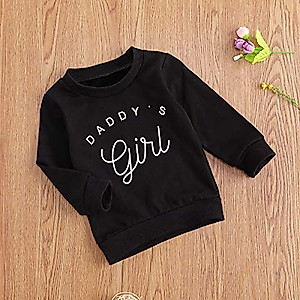 DuAnyozu Infant Toddler Baby Girl Long Sleeve Shirts Daddys Girl Pullover Sweatshirt Tops Fall Outfit Casual Clothes (Black, 12-18 Months)