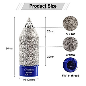 SHDIATOOL Diamond Beveling Chamfer Bits 4/5 - Inch for Enlarge Porcelain Tile Marble Ceramic Granite Milling Bits for Angle Grinder 20mm