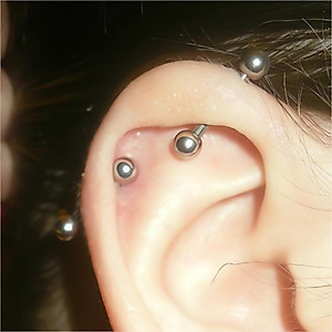 NewkeepsR 3 Pairs-10G(2.5mm) Thikness, 8mm/10mm/12mm Length Surgical Steel Externally Threaded Barbell,Short Industrial Bars Tongue Cheek Dimple Nipple Piercing