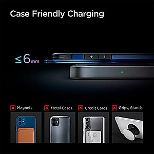 Spigen Wireless Charger, Fast 15W Wireless Charging Pad for Qi Enabled Galaxy S23 Ultra Plus Z Fold Flip 4 3 S22 S21 FE Note 20 Pixel 6 iPhone 11 XS XR X 8 SE [No Adapter Included]
