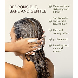 Ingreendients Non Toxic Vegan Shampoo with Organic Ingredients, Apple Cider Vinegar & Tea Tree Oil - Sulfate Free, Color Safe, Paraben Free, Gluten Free, Cruelty Free, pH Balanced